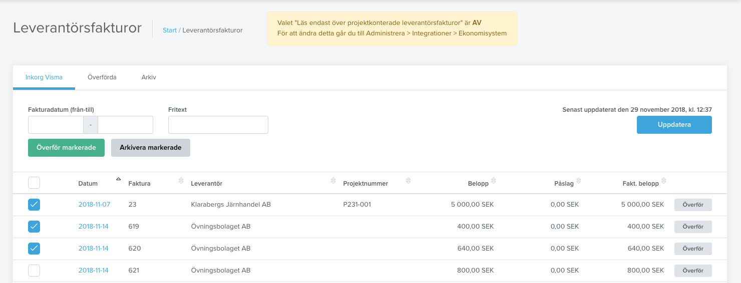 Hämtning av leverantörsfakturor - Fortnox och Spiris Bokföring & Fakturering (f.d. Visma eEkonomi)
